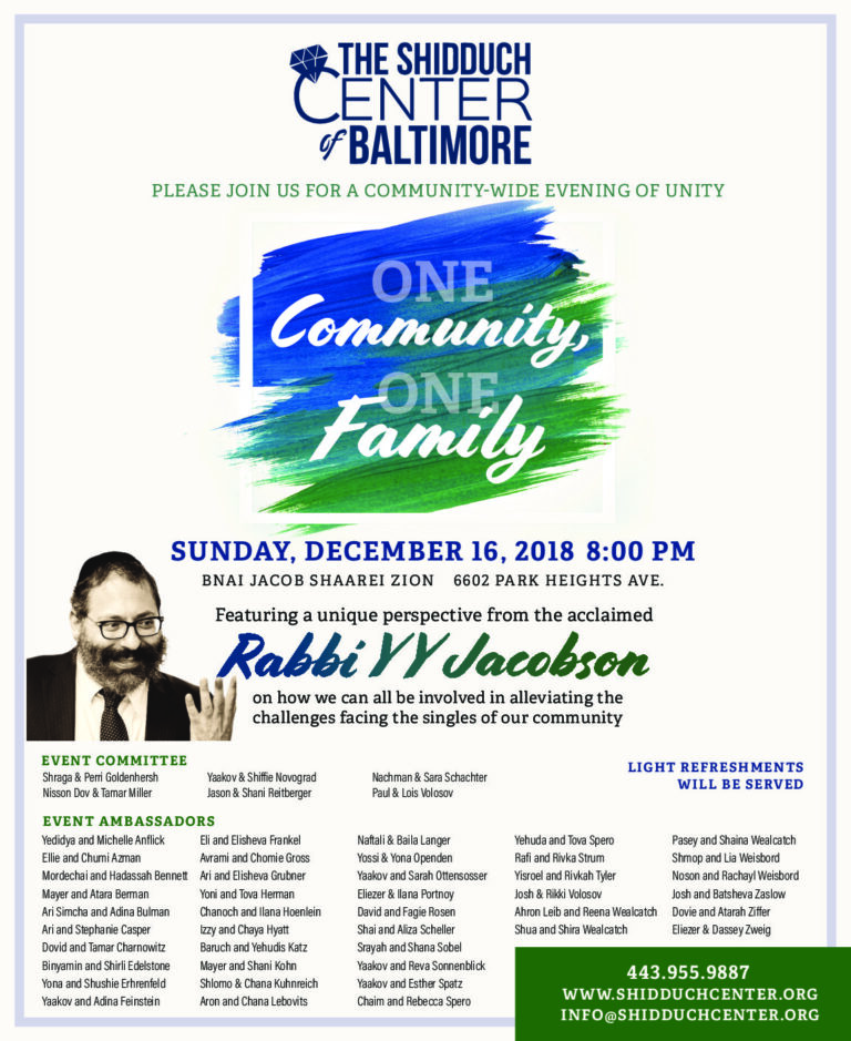 Sunday, Dec. 16: One Community, One Family, Featuring Rabbi YY Jacobson ...