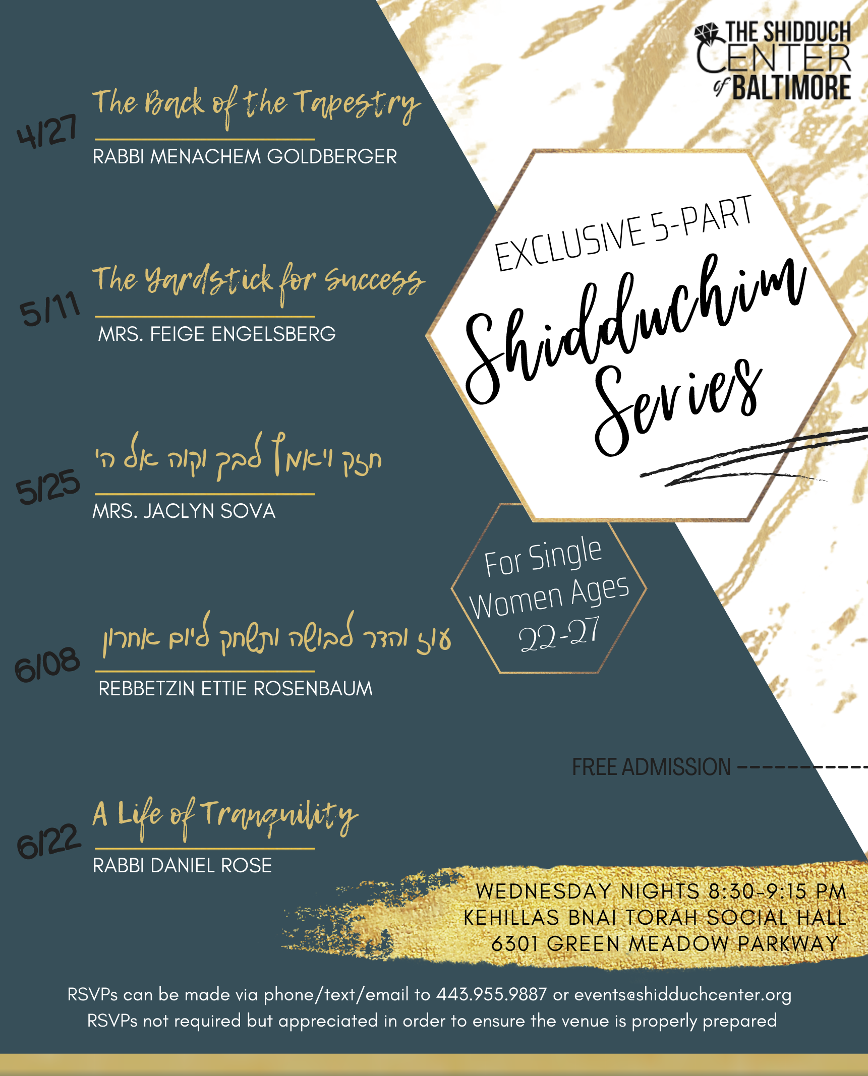 5-Part Shidduchim Shiur Series – The Shidduch Center